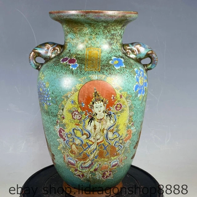 10.4 &EN PORCELAINE du four de la Chine, deux bouteilles de Bouddha de ...