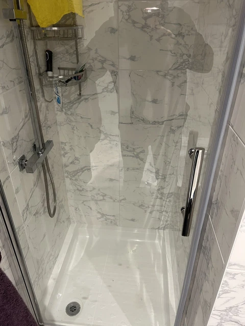 Aica Frameless Pivot Bi Fold Shower Door Enclosure Glass Screen 760 £10