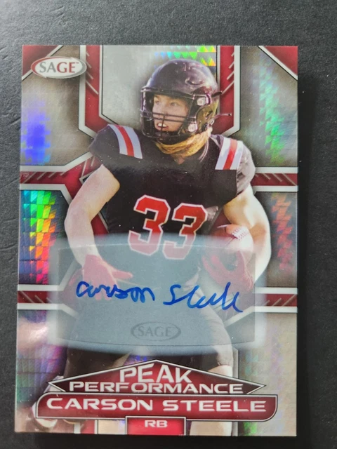 2024 SAGE HIT High Carson Steele Peak Performance Rookie Autograph $2. ...