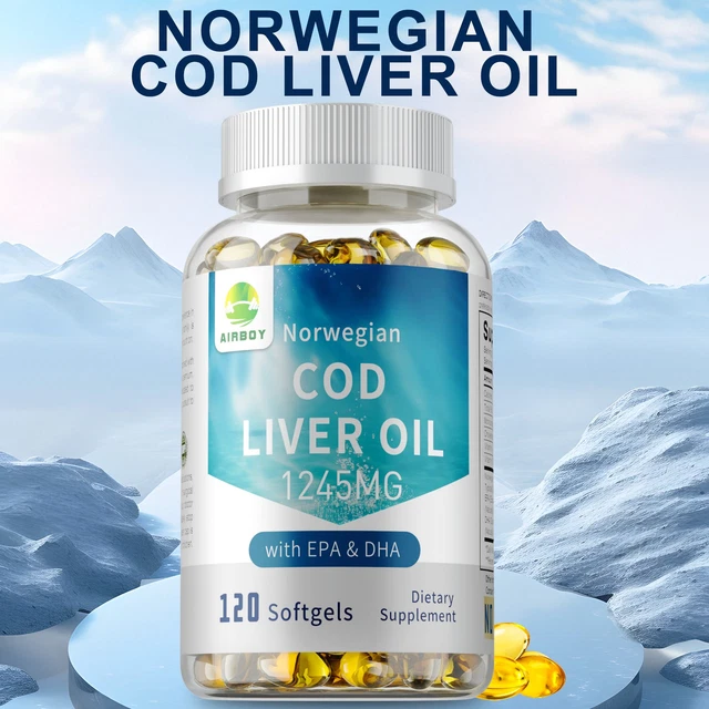 NORWEGIAN COD LIVER Oil - EPA, DHA - Heart Brain Joint Health,Vision ...