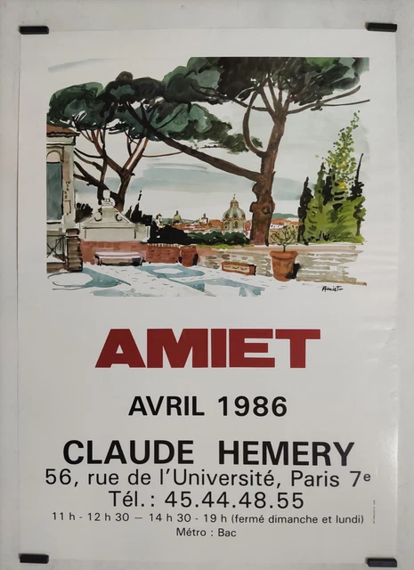 AMIET GALERIE CLAUDE Hemery 1986 Affiche Originale Exposition EUR 140 ...