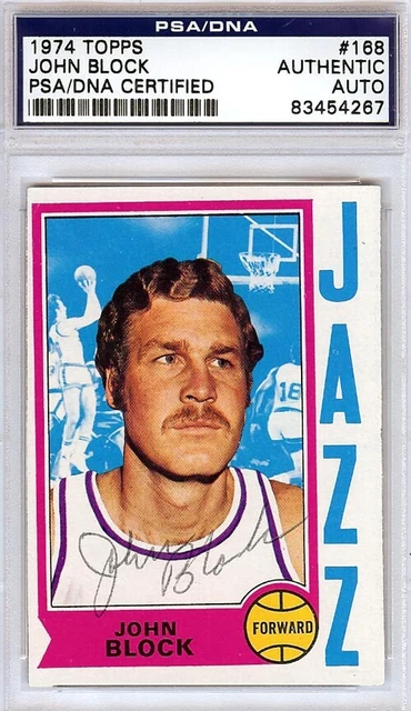 CARTE TOPPS DÉDICACÉE 1974 John Block #168 Nouvelle-Orléans Jazz PSA ...