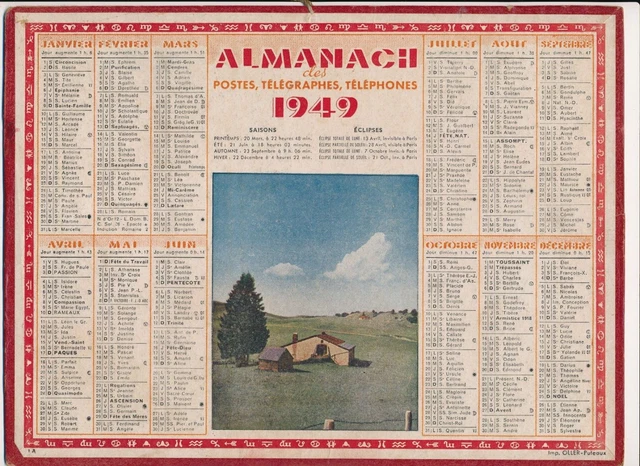 CALENDRIER - ALMANACH de la Poste 1949 - Paysage EUR 3,00 - PicClick FR