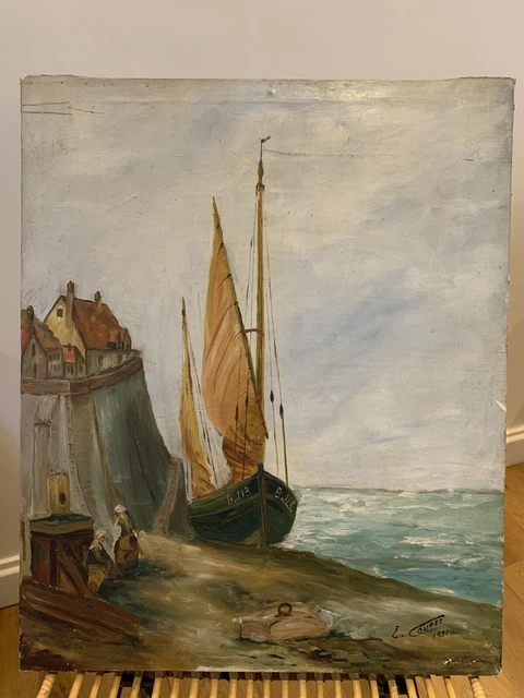 TABLEAU MARINE ANCIEN Huile Sur Toile E.Coupet 1951 EUR 160,00 - PicClick FR