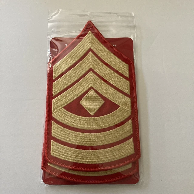 US MARINE CORPS First Sergeant Embroidered Rank Set Gold/Red USMC 1SGT ...