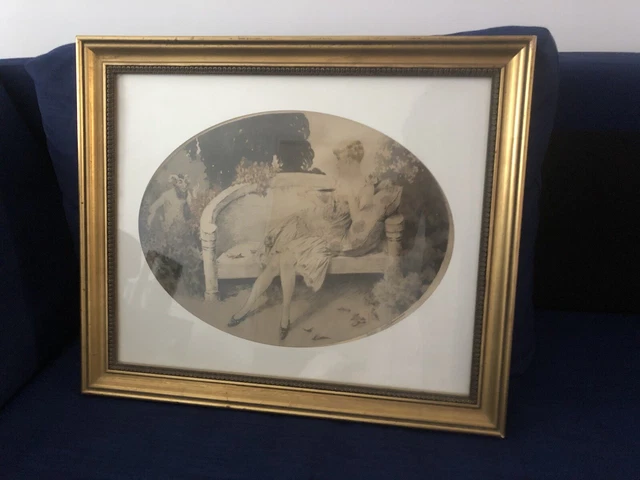 TABLEAU ART DÉCO - estampe pointe sèche signé Georges Grellet EUR 50,00 ...