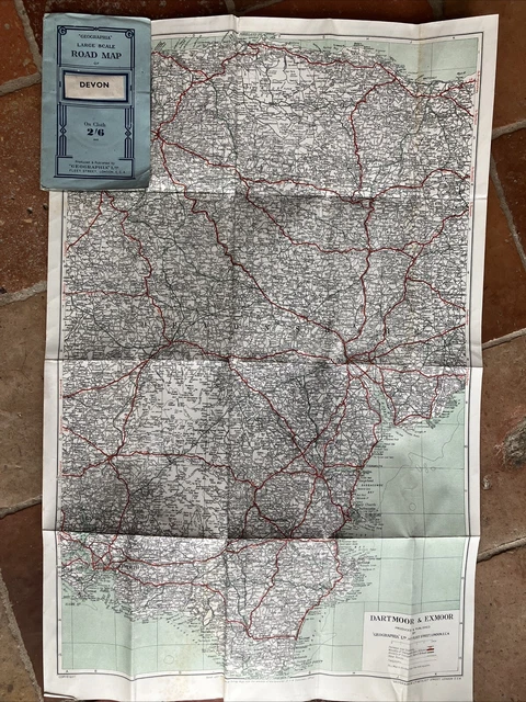 VINTAGE CLOTH BACKED Map Of Devon Road Map « Geographia » £6.00 ...
