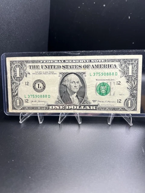 ONE DOLLAR BILL with COOL fancy serial Numbers L 37590888 D, Lot 8243 £ ...