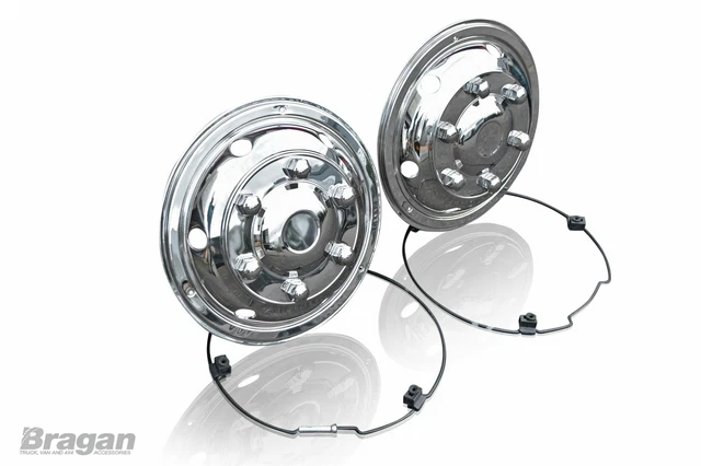 17.5& POLISHED STAINLESS Front Wheel Trims For Universal Truck Bus ...