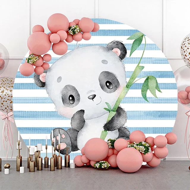 BLUE WHITE BAMBOO Panda Round Baby Shower Backdrop $38.01 - PicClick AU