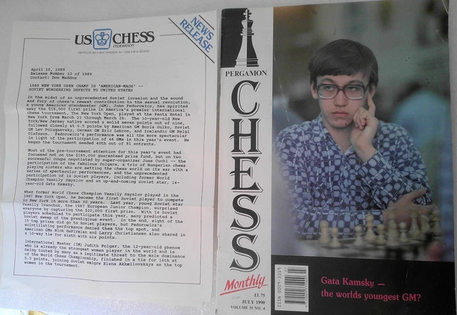 1989 GATA KAMSKY "Soviet Wunderkind" defects to the United States $102. ...