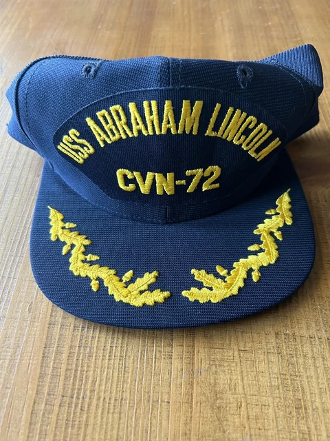 VINTAGE USS ABRAHAM Lincoln CVN-72 US Navy Blue Embroidered Gold Leaf ...