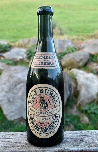 1910 GUINNESS E & J Burke Dublin Stout Antique Irish Glass Beer Bottle ...