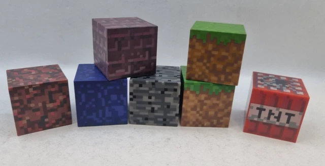 MOJANG MINECRAFT - Lot of 7 Loose MINECRAFT 4cm SQUARE BLOCKS + 9 ...