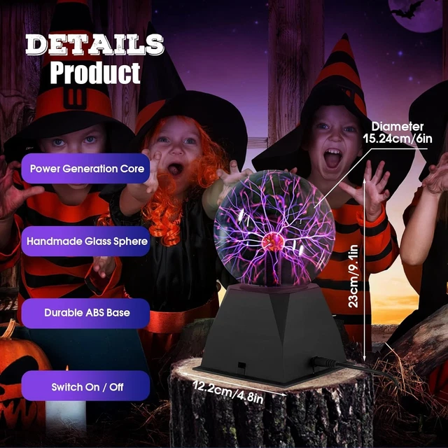 PLASMA BALL, 6 Inch Touch and Sound Sensitive Plasma Ball Lamp, Magic ...