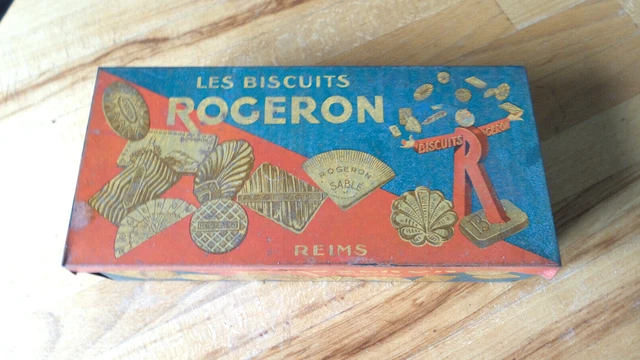 TRÈS RARE ANCIENNE boite biscuits ROGERON REIMS 1925 EUR 50,00 ...