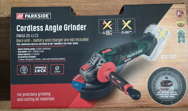 PARKSIDE 20V CORDLESS Angle Grinder with battery 2AH and charger. EUR ...