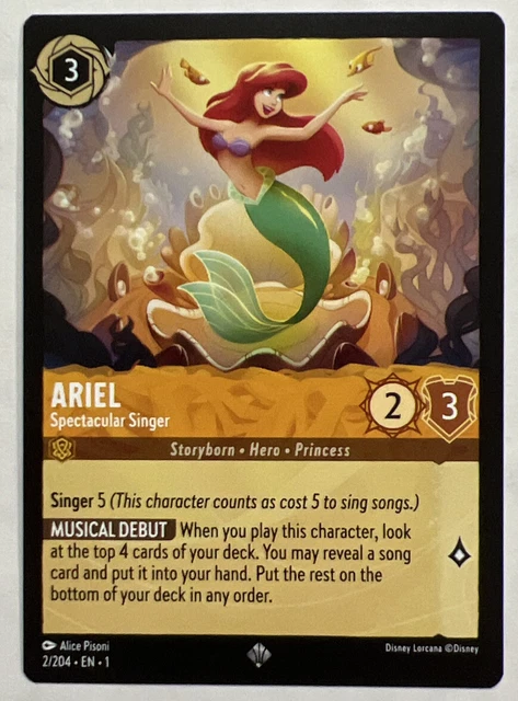 DISNEY LORCANA - Ariel: Spectacular Singer - Super Rare - 2/204 EN-1 £9 ...