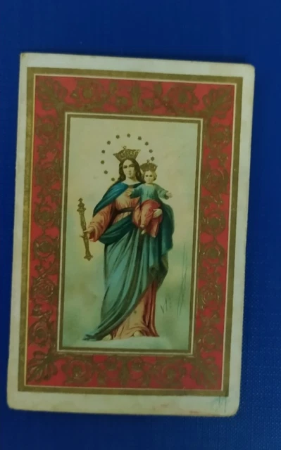 ANTICO SANTINO Maria Ausiliatrice con preghiera DEL BEATO DON BOSCO EUR ...