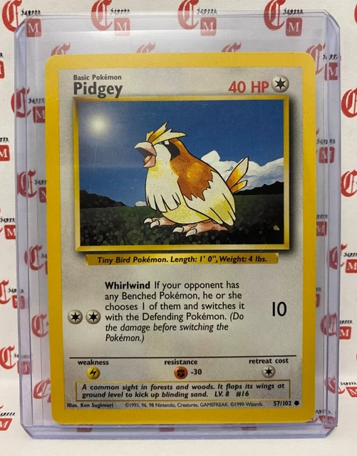 PIDGEY - POKÉMON Card - Unlimited Base Set 1999 - 57/102 - WOTC - TCG ...