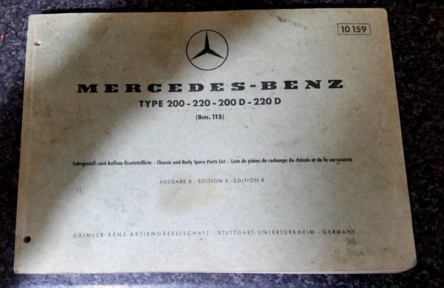 MERCEDES W115 1968-73 Ersatzteilliste Voll Aufbau Partsbook Full ...