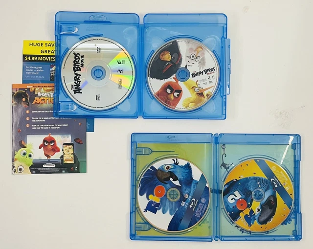 RIO 1 AND 2, The Angry Birds Movie (Blu-ray+DVD) Lot 2-Movie Collection ...