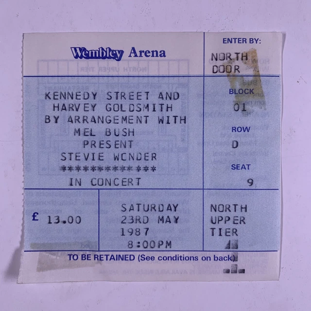 STEVIE WONDER TICKET Original Vintage Concert Wembley Arena London May ...