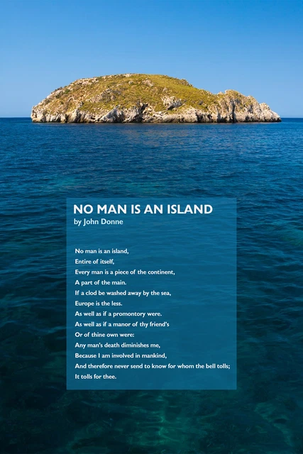 JOHN DONNE POEM Print - No Man is an Island - Art Photo Poster Gift £5. ...