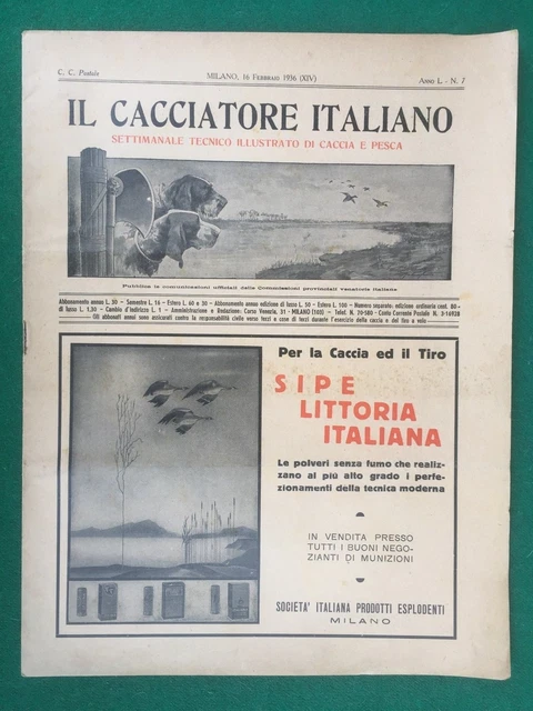 IL CACCIATORE ITALIANO n.7 (1936) Rivista/Magazine caccia e pesca ORIGINALE EUR 9,90 - PicClick IT