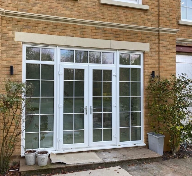 FRENCH DOORS WITH Sidelights Pvcu Pvc External Used Exterior Georgian ...