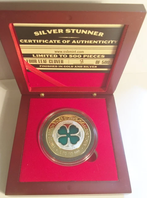 2016 LUCKY 4 LEAF CLOVER "SILVER STUNNER" 43mm COIN & Display Box C.O.A ...
