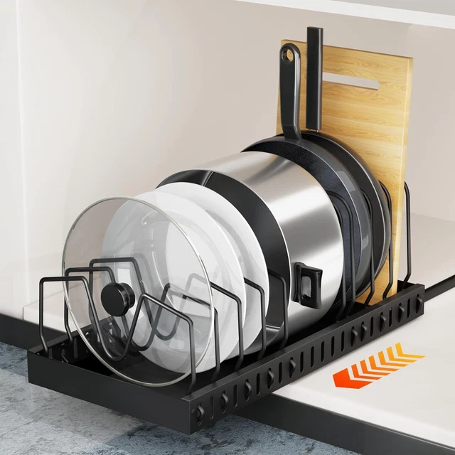 POTS AND PANS Organizer for under Cabinet Pull Out Cabinet Organizer ...