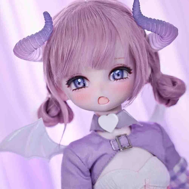 FULL SET 1/4 BJD Doll Resin Joint Doll Cartoon Girl with Ram Horns ...