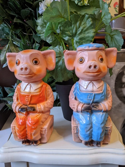 VINTAGE RARE PINKY and Perky Pig Plastic Money Boxes with stoppers ...