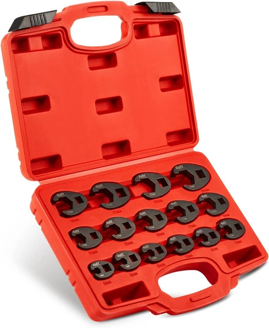 ORION MOTOR TECH 15pc Crowfoot Wrench Set 8-24mm Flare Nut Metric Tool ...