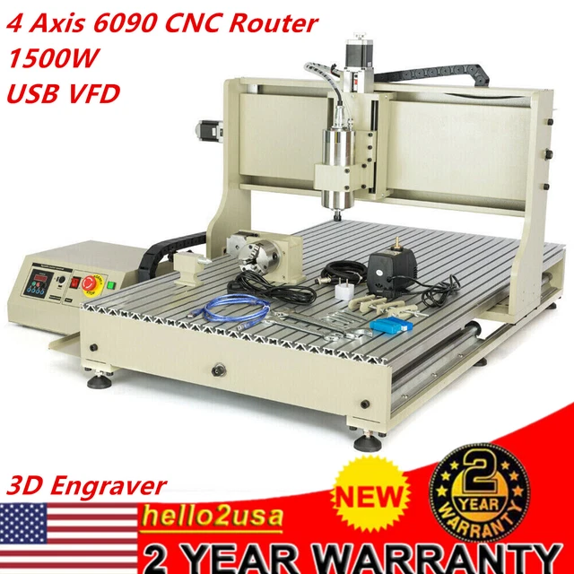 USB VFD 4 Axis 6090 Router CNC Engraver Engraving Milling Carving ...