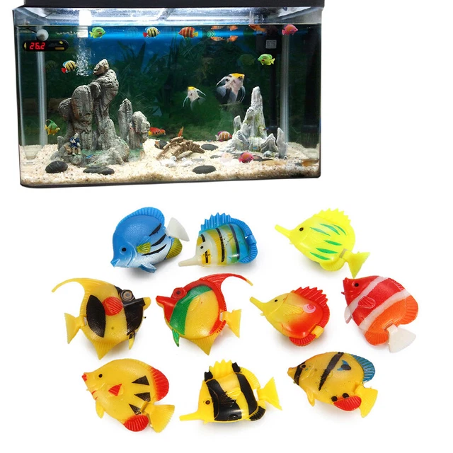 10X ARTIFICIAL PLASTIC Small Fake fish for Aquarium Decoration Tank ...