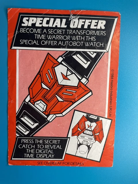 TRANSFORMERS G1 VINTAGE Autobot Optimus Prime digital watch 1984 ...