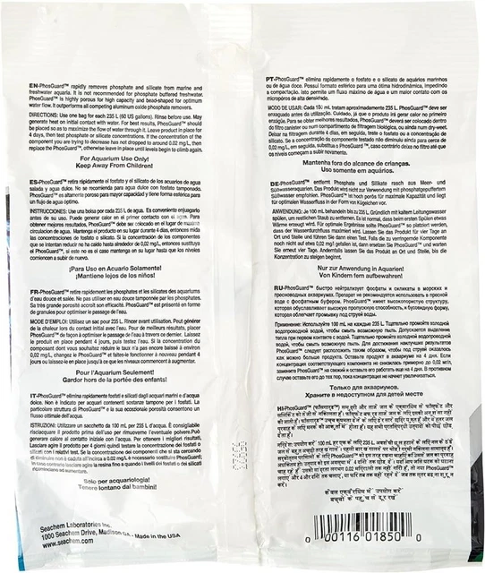 SEACHEM PHOSGUARD PHOSPHATE and Silicate Remover 100 ml, 100 ml 100 ml ...
