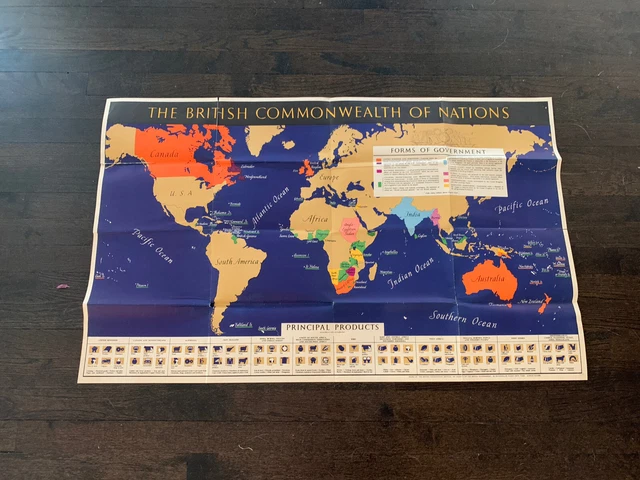 RARE MAP 1942 Antique Pictorial Map British Commonwealth Of Nations £ ...