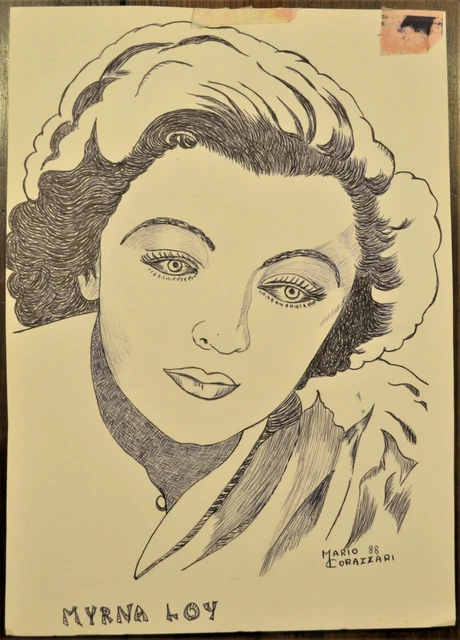 ZEICHNUNG ORIGINAL VON Mario Corazzari Myrna Loy EUR 52,75 - PicClick DE