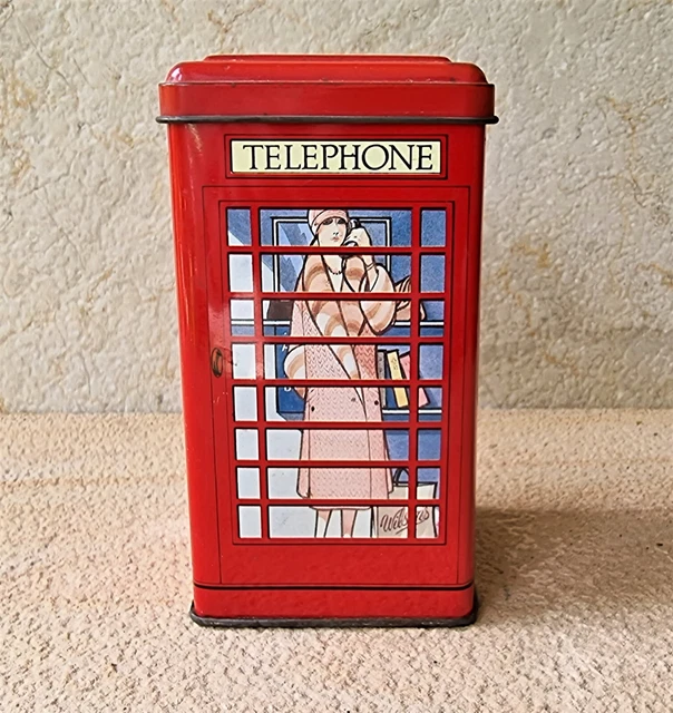 VINTAGE WILSON'S ENGLISH Telephone Box Money Box 1988 Original Stickers ...