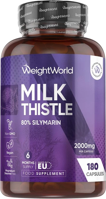 MILK THISTLE CAPSULES - 180 Capsules - 6 Months Supply - Just 1 per Day ...