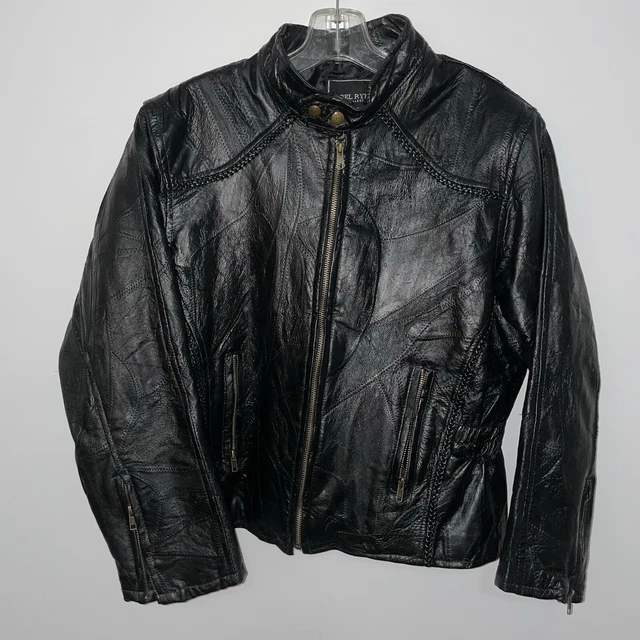 REBEL RYDER WOMENS Jacket X-Large Heavy Black Leather Motorcycle Biker ...