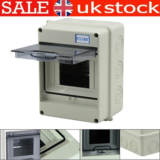 5 WAY GARAGE IP65 Weatherproof Consumer Unit Enclosure 25A 30mA RCD MCB ...