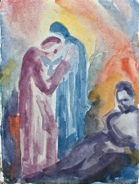 FRITZ KLEIN PAAR Trauernde Religion Expressionismus Original Aquarell ...