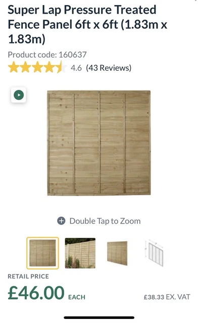 PREMIER SUPER LAP Pressure Treated Fence Panel 6x6 6x5 Fence Posts ...