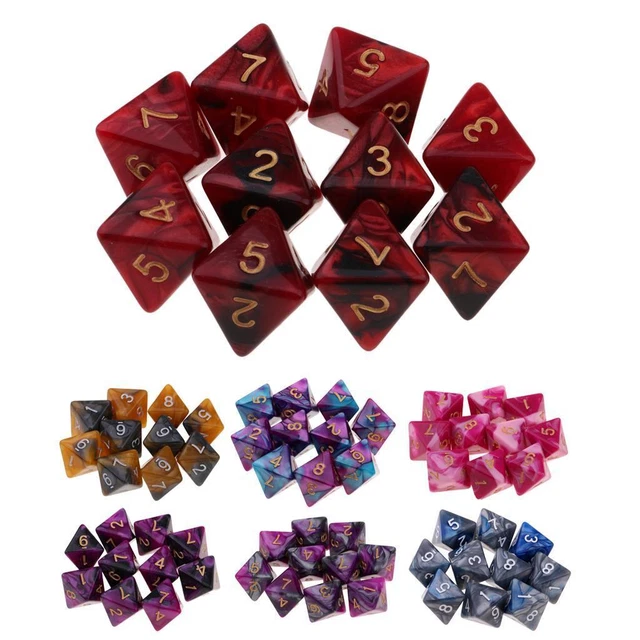JEU DE DÉS polyédriques multi-faces D8, 10 pièces, pour D&D TRPG, jeu ...