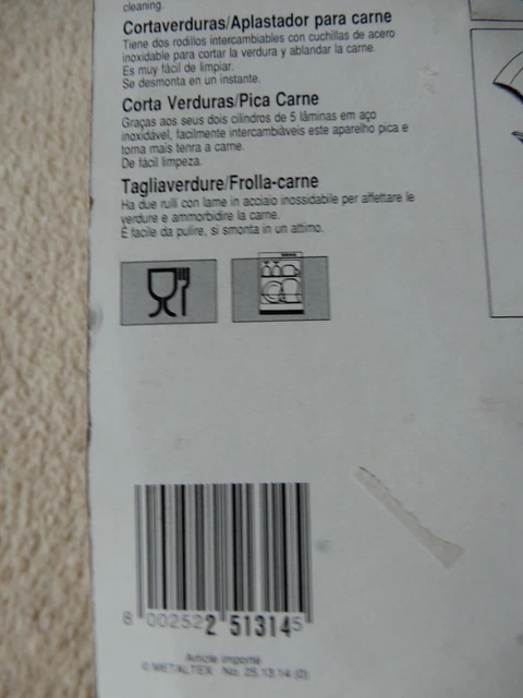 METALTEX, ROLLY, INOX Vegetable Chopper/Meat Tenderiser w 2 Sets of ...