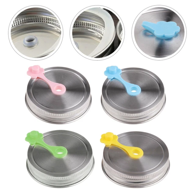 4 SETS STAINLESS Steel Perforated Cover Bottle Caps Sealing Lid with ...